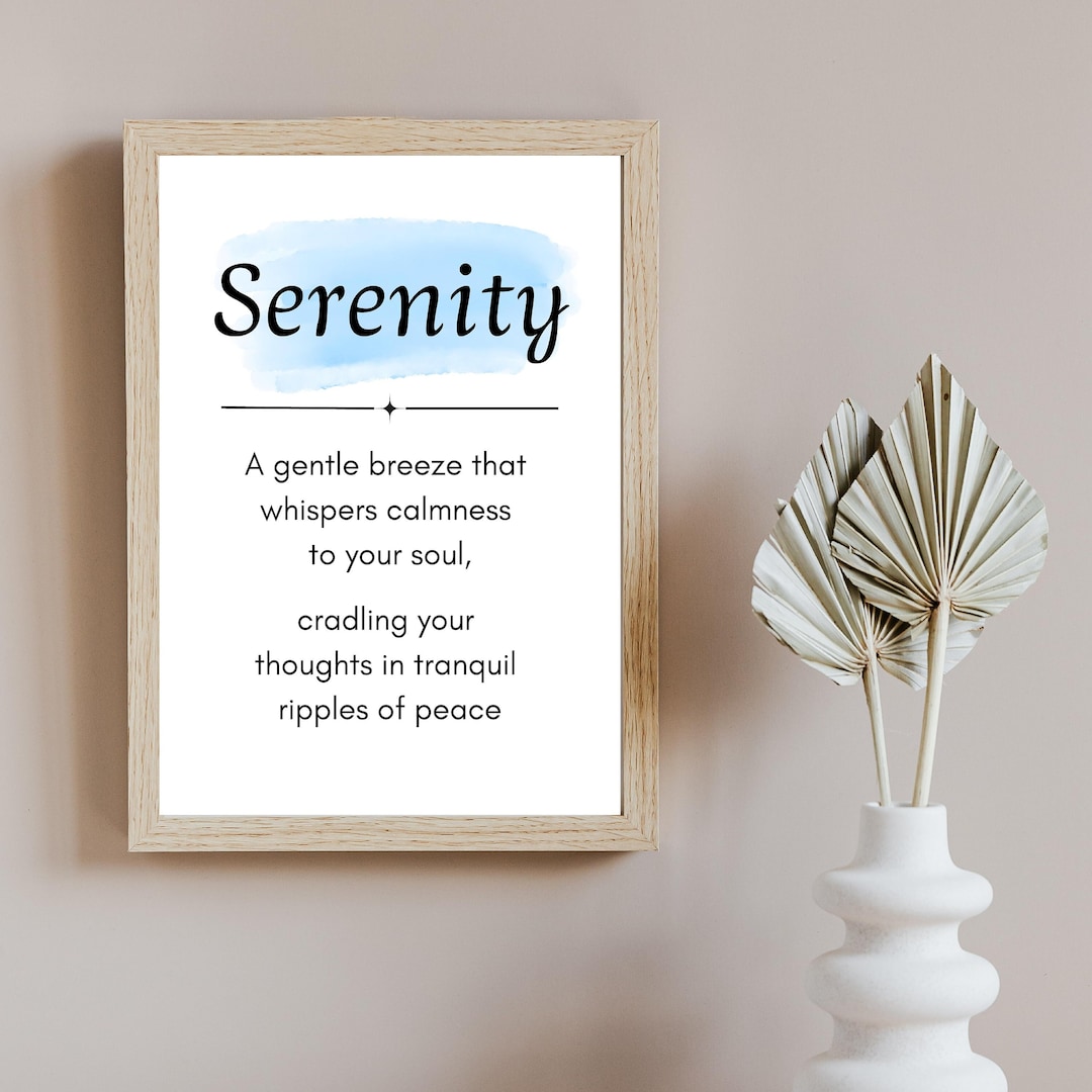Serenity Definition Printable Wall Art | Positive Wall Art Home Décor With Inspirational Quote ...