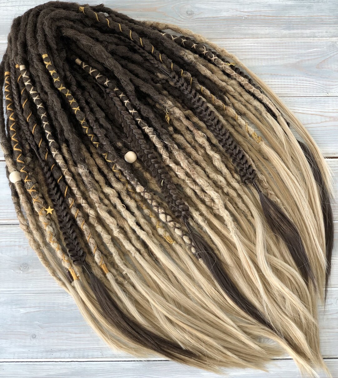 Synthetic Dreads Islands Dream Dreadlocks Set, Natural Brown and Blonde ...