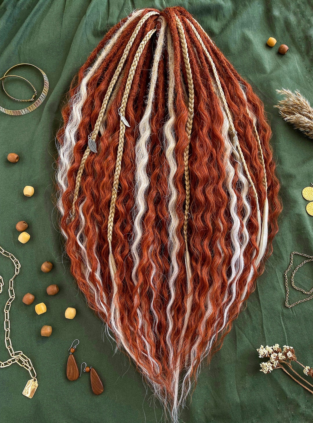 Curly Dreadlocks Ginger Blonde Color Double Ended Set Ombre Dreads ...