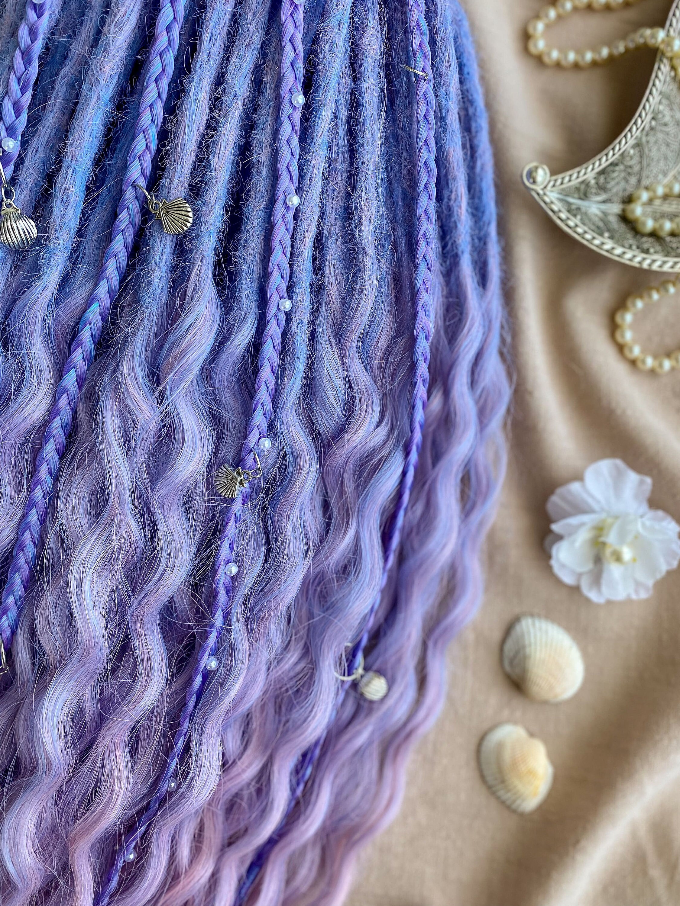 Curly Dreadlocks Pastel Violet Color Double Ended Synthetic Dreads ...