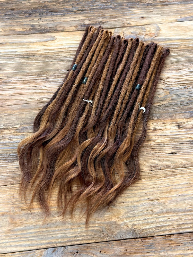 BOHO Dark Brown to Medium Brown Real Human Hair Dreadlocks Extensions ...