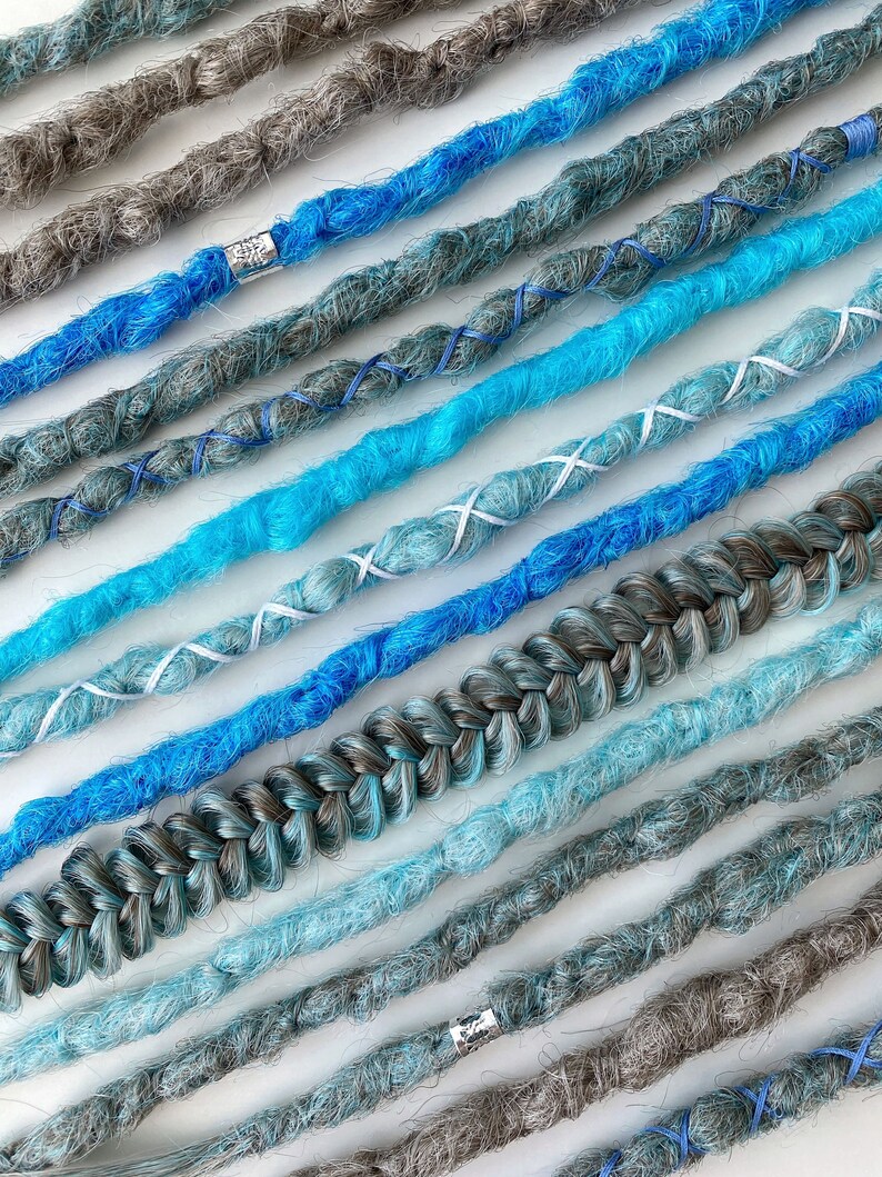 Blue Gray Synthetic Dreads Roots, Double Ended and Single Ended ...