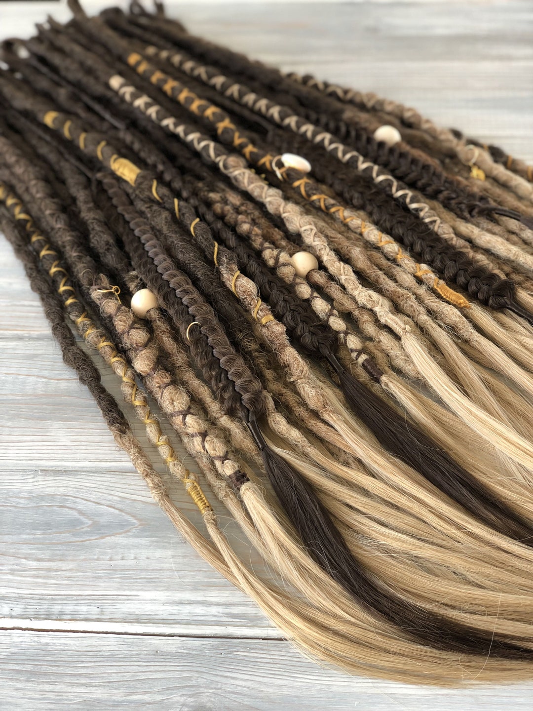 Festival Dreads Set Natural Brown and Dirty Blonde Textured Crochet ...