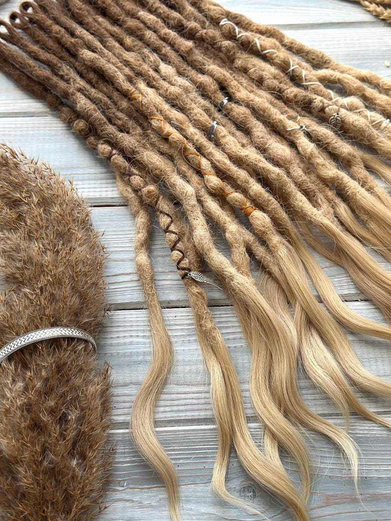 Ombre Brown to Blonde Human Hair Dreadlocks Extensions: Crochet Dreads ...