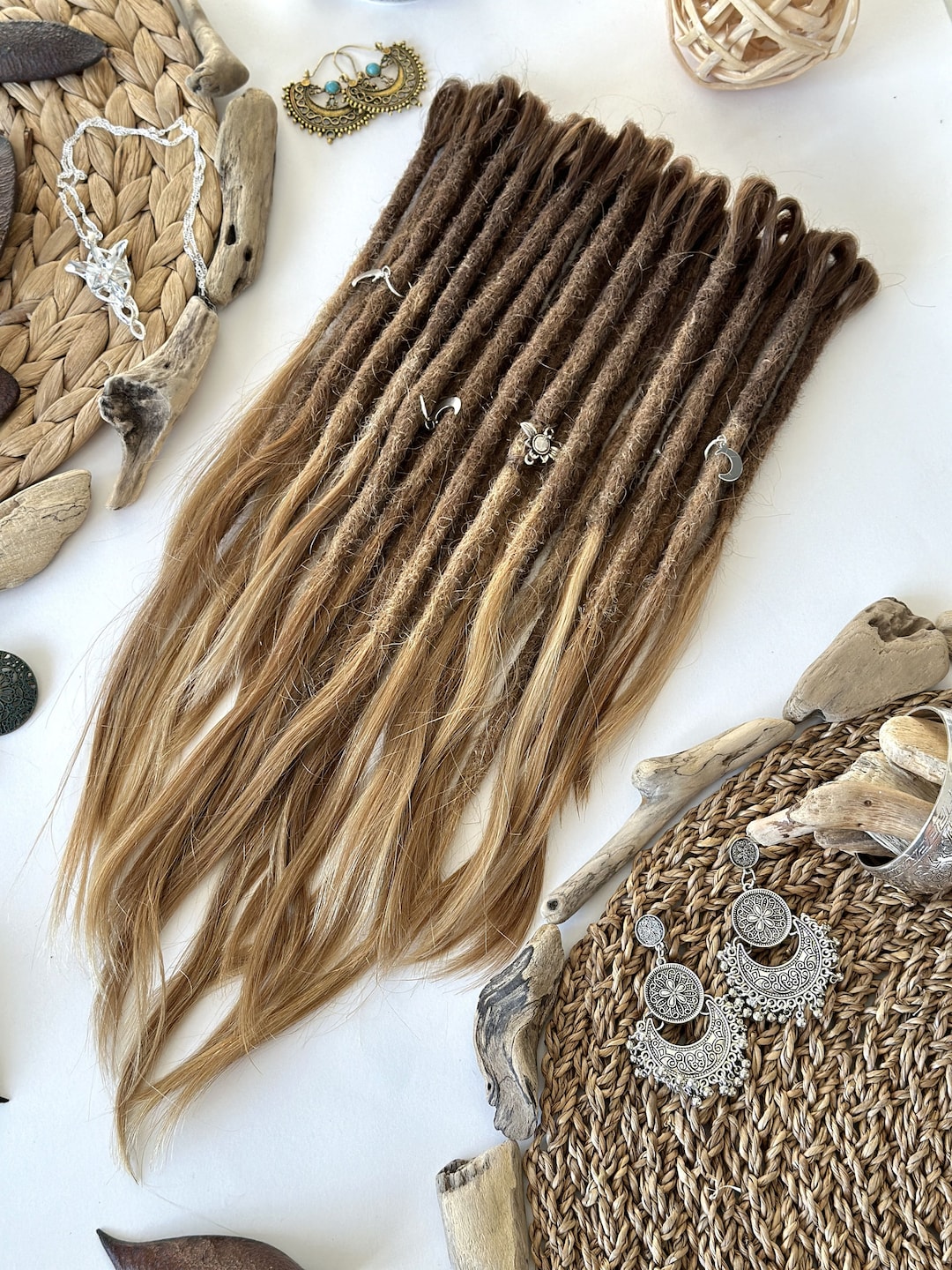 Ombre Brown to Wheat Blonde Human Hair Dreadlock Extensions: Single or ...