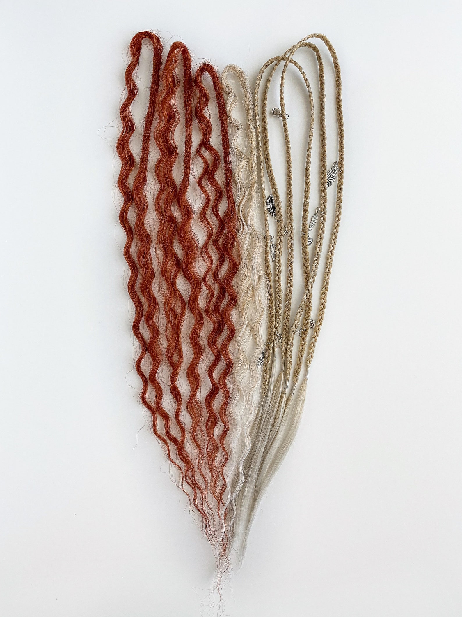 Curly Dreadlocks Ginger Blonde Color Double Ended Set Ombre Dreads ...