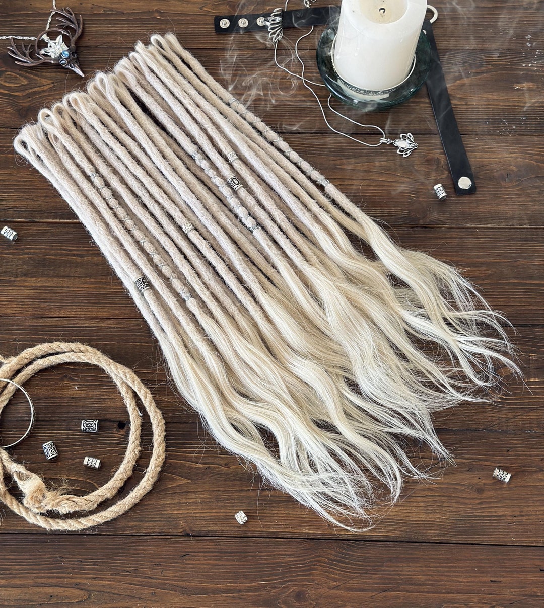 Scandinavian Ash Blonde Dreadlocks Extensions Human Hair Single Ended ...