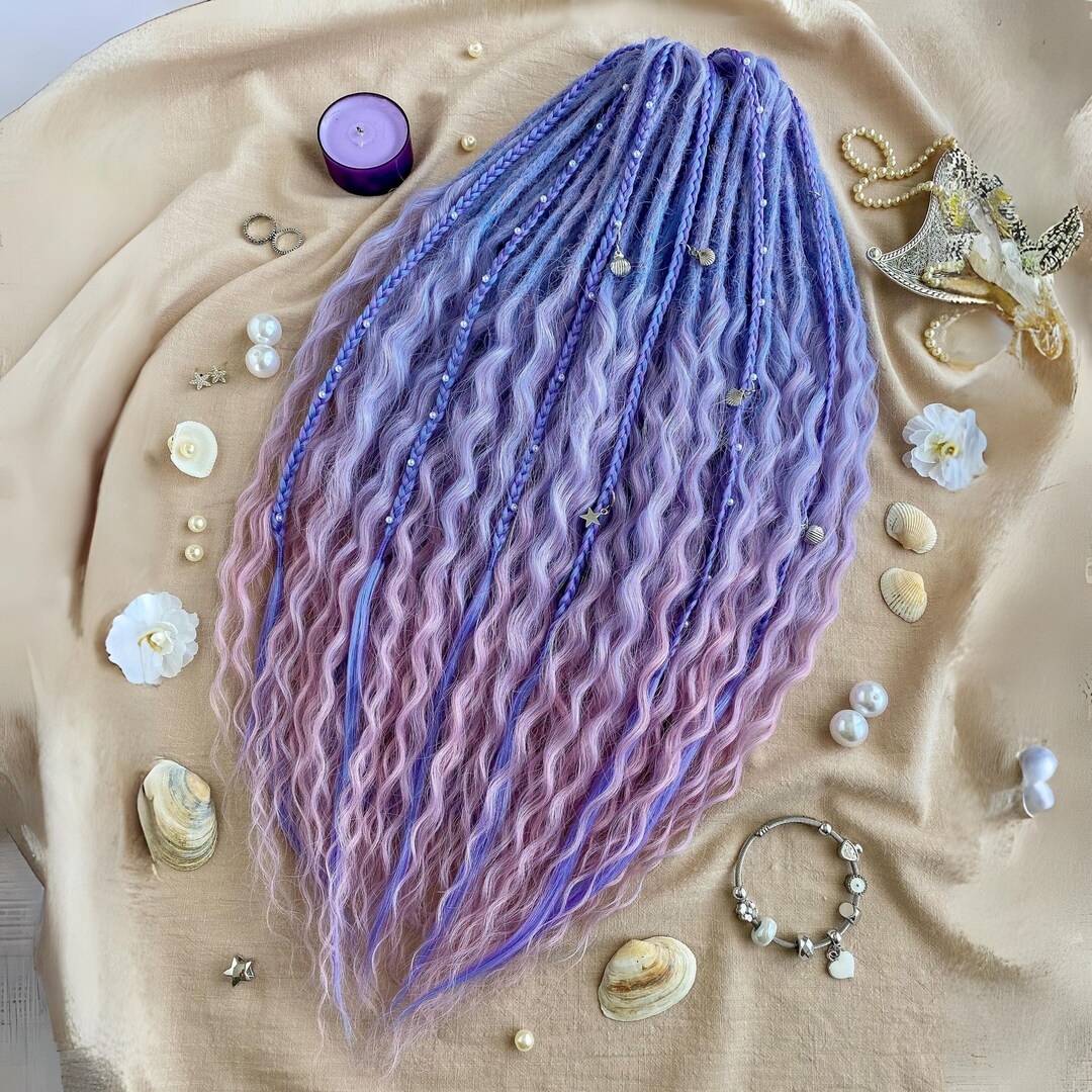 Curly Dreadlocks Pastel Violet Color Double Ended Synthetic Dreads ...