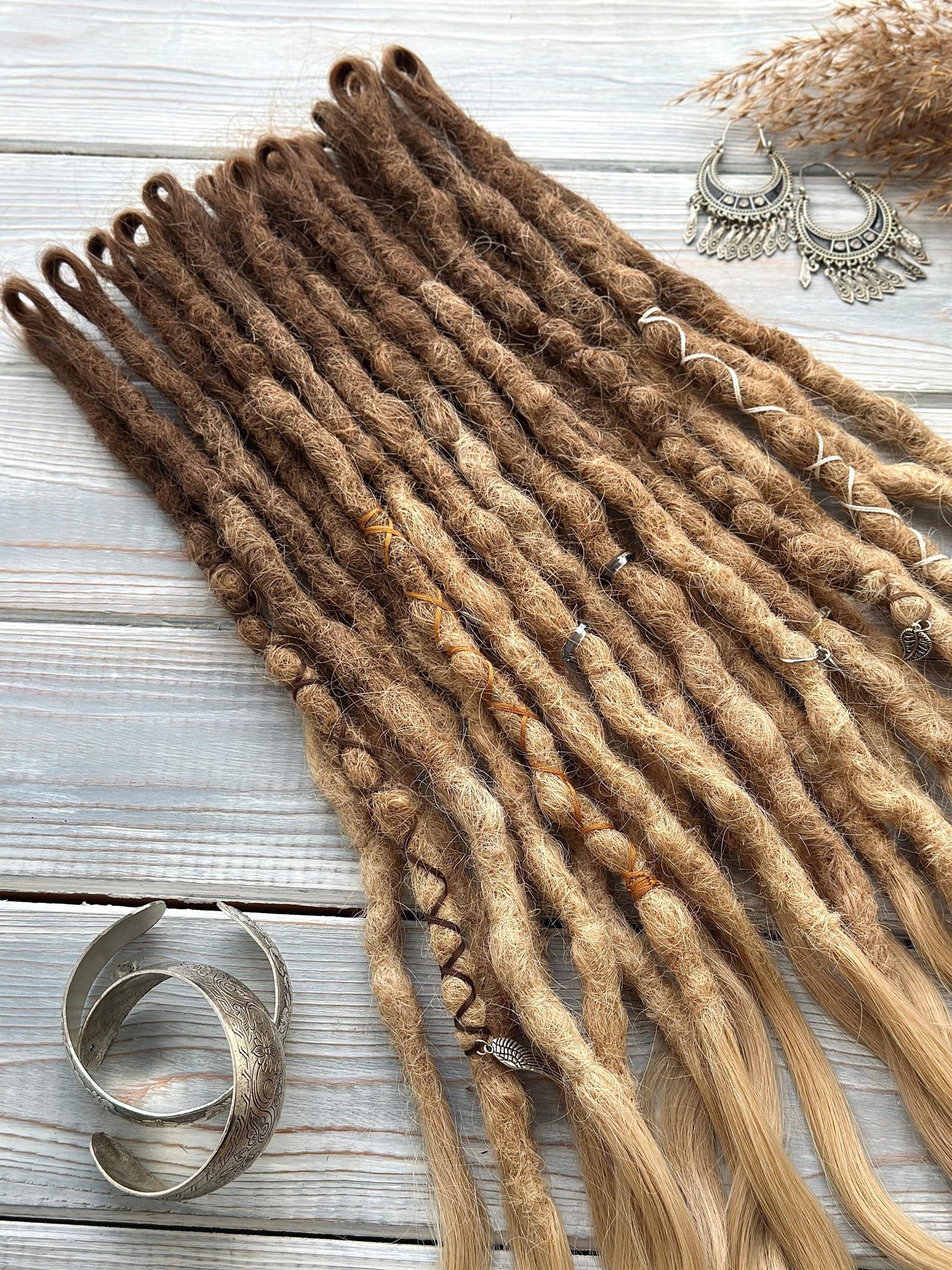 Ombre Brown to Blonde Human Hair Dreadlocks Extensions: Crochet Dreads ...