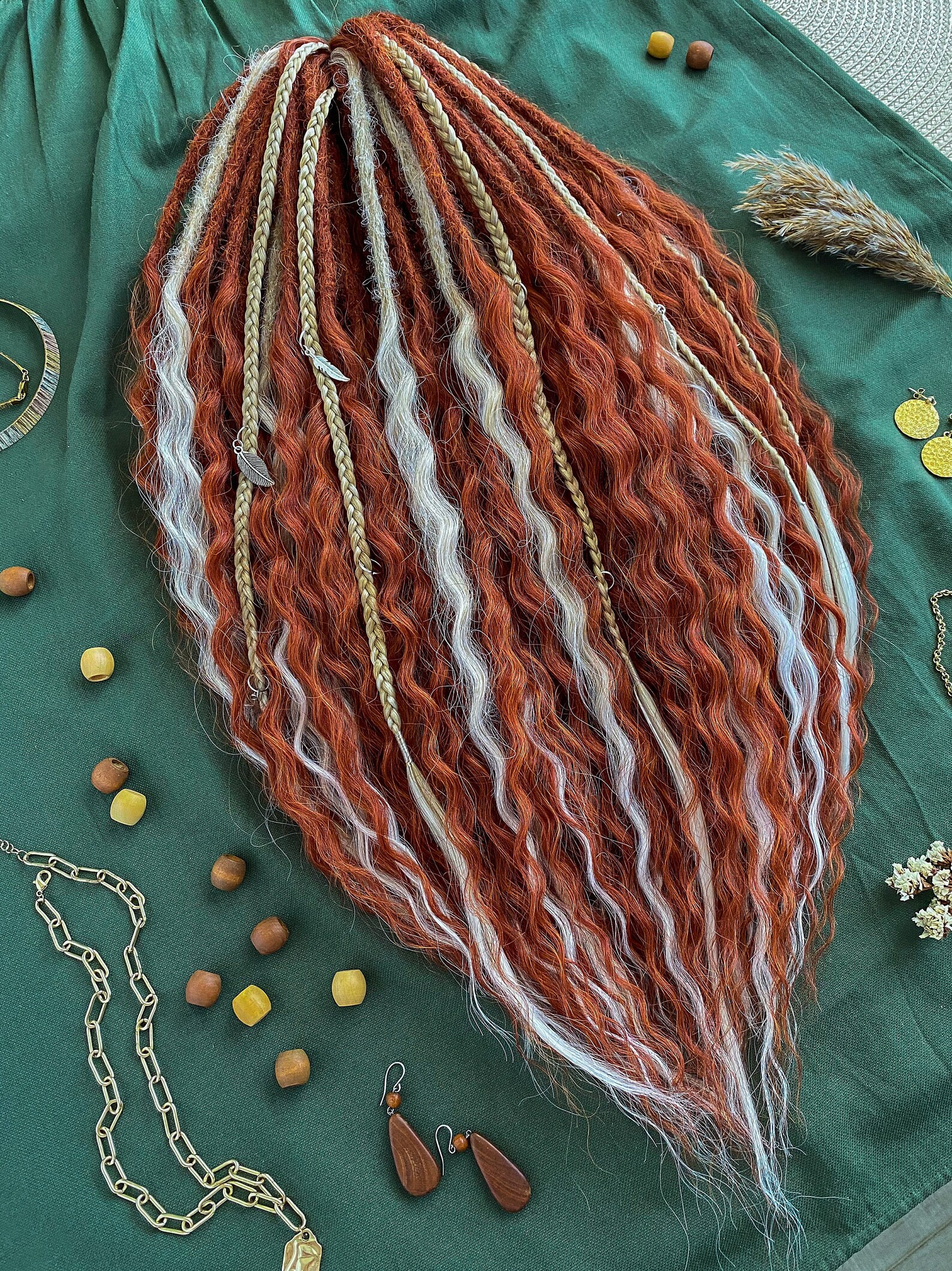 Curly Dreadlocks Ginger Blonde Color Double Ended Set Ombre Dreads ...