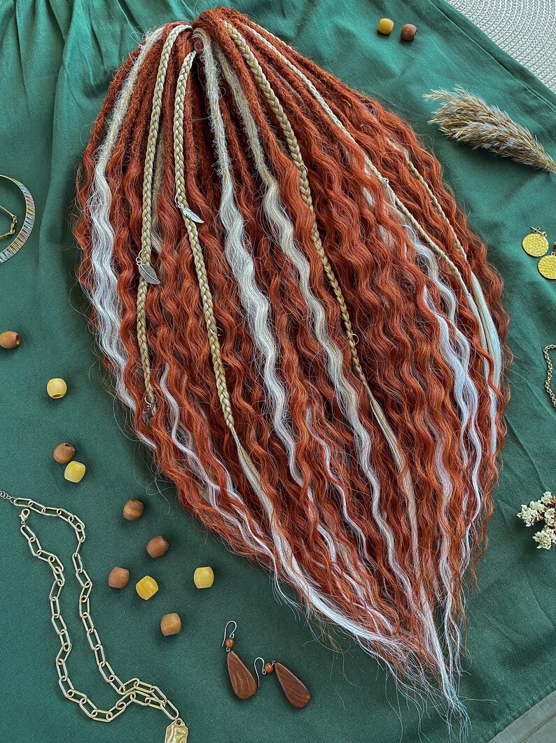 Curly Dreadlocks Ginger Blonde Color Double Ended Set Ombre Dreads ...