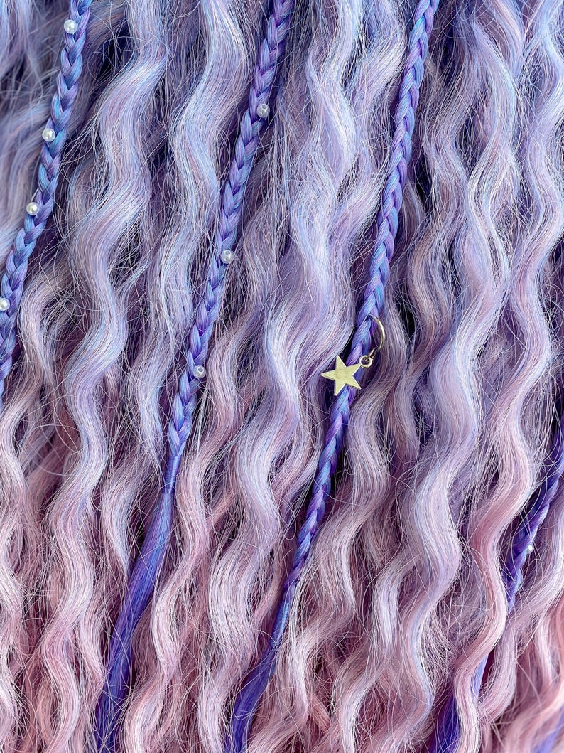 Curly Dreadlocks Pastel Violet Color Double Ended Synthetic Dreads ...