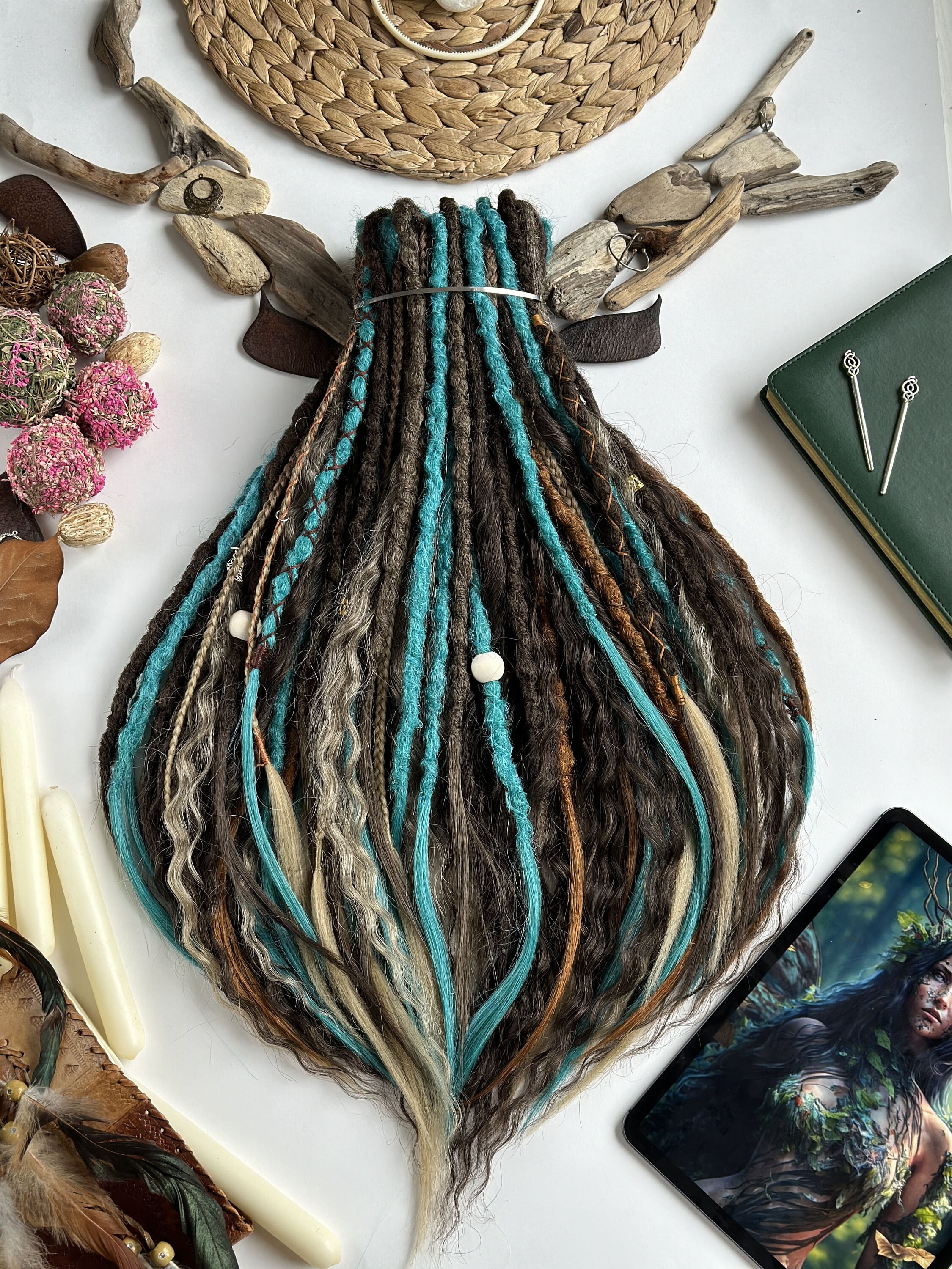 Forest Spirit Сrocheted Dreads Set Combination of Textured Straight and ...