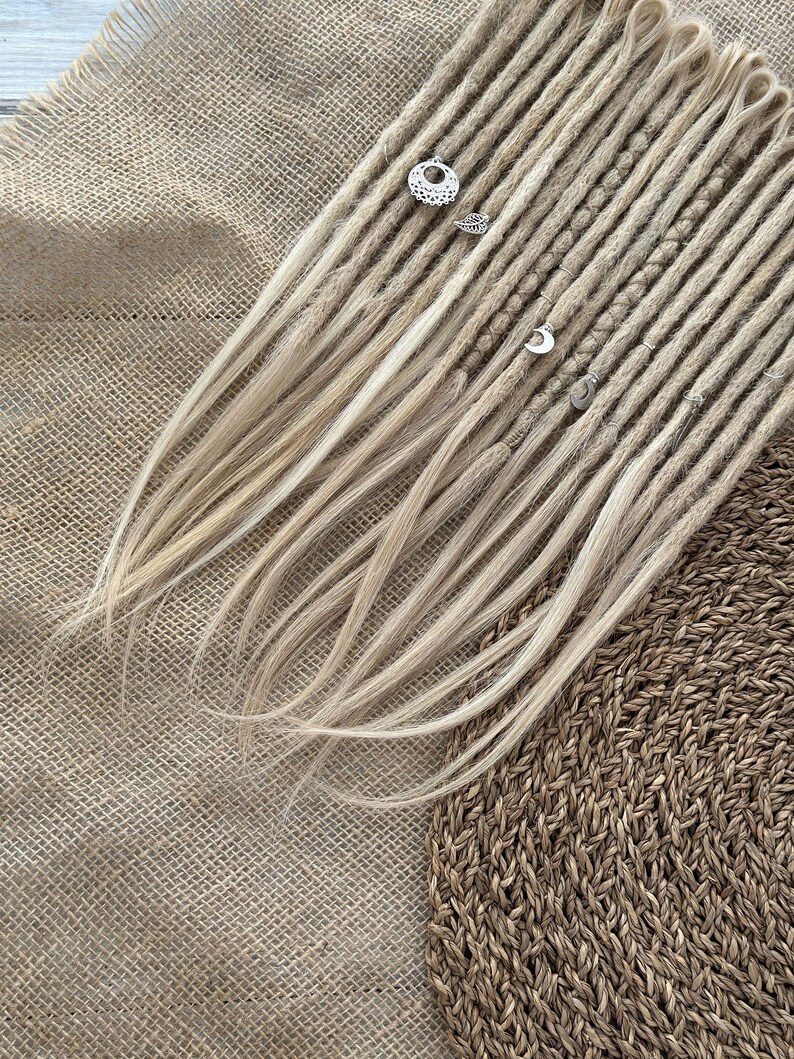Platinum Blonde Human Hair Dreadlock Extensions 11 Single Ended ...