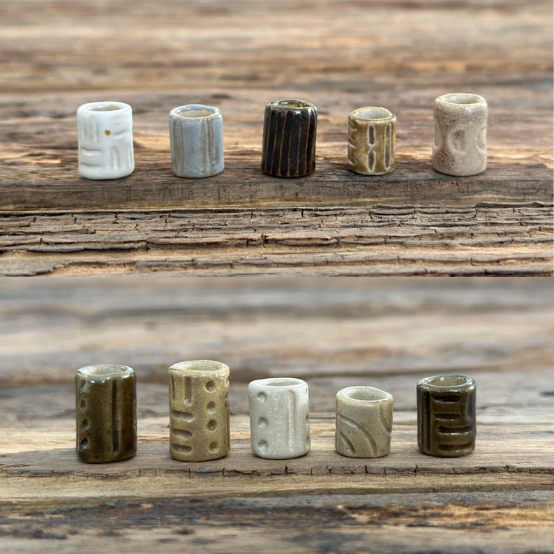 5 Glazed Ceramic Tube Dreadlock Beads: Hair Jewelry Accessory - Etsy