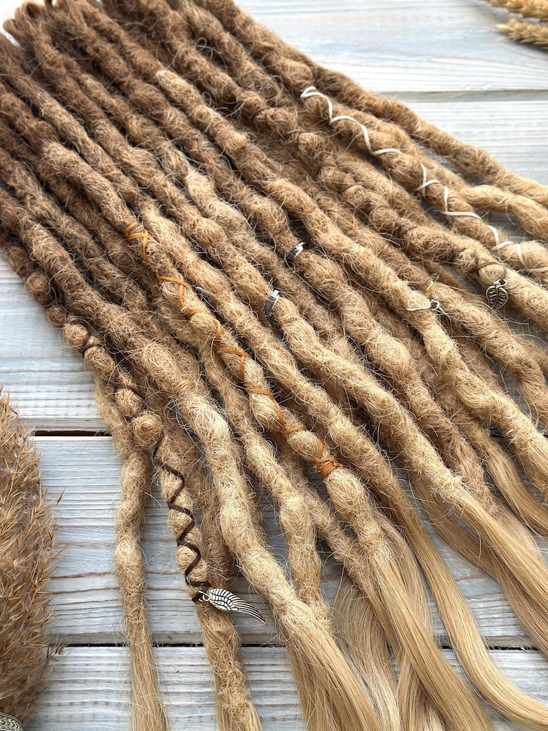 Ombre Brown to Blonde Human Hair Dreadlocks Extensions: Crochet Dreads ...