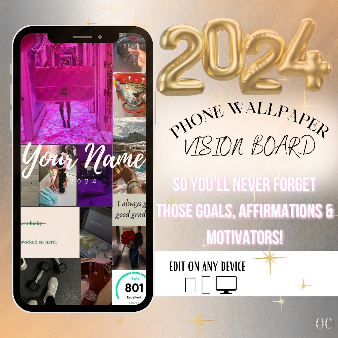 HOT & NEW 2024 Vision Board Wallpaper affirmations, Goals, Motivators ...