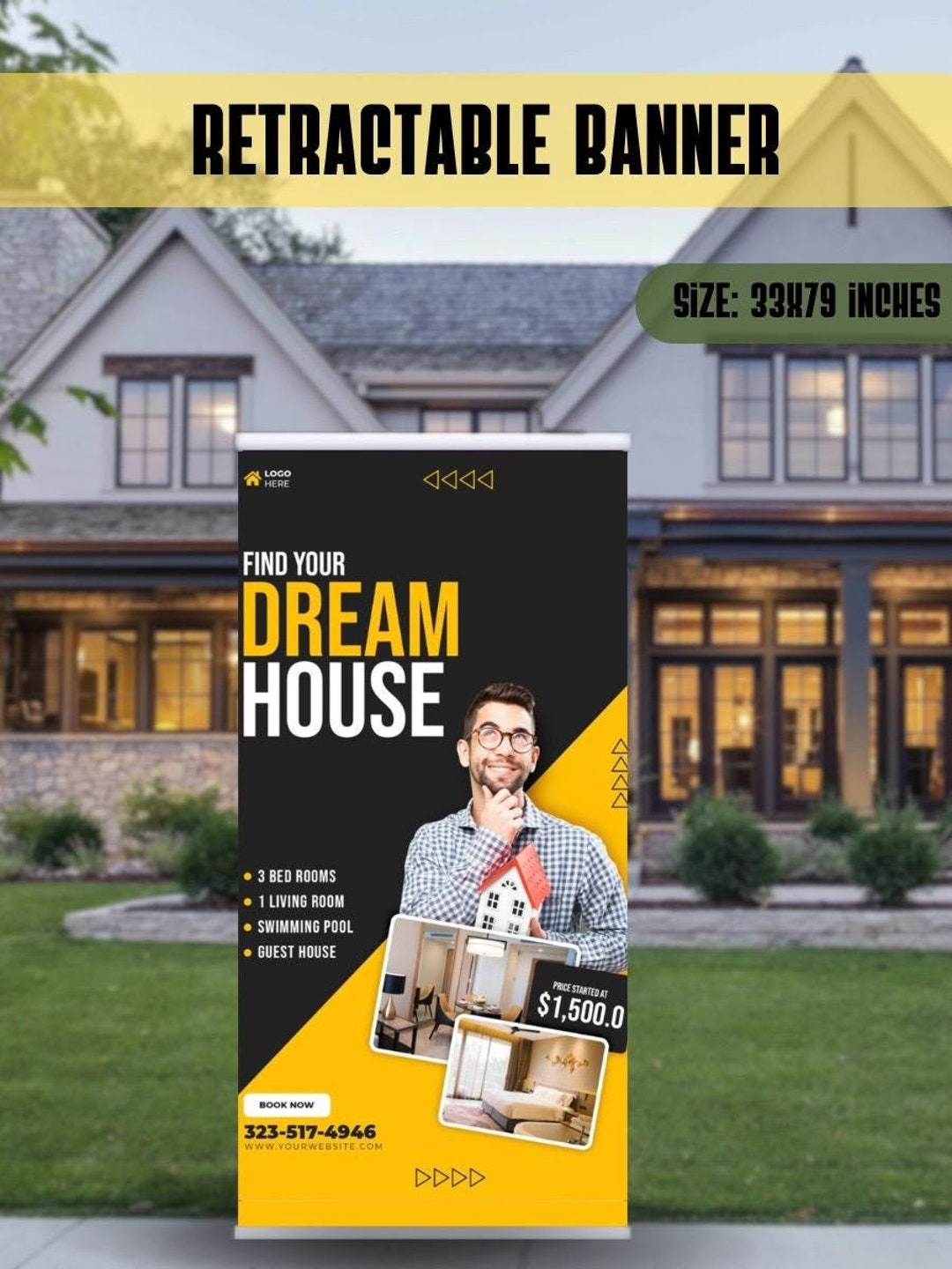 Custom Realtor Retractable Banner - Personalized Real Estate Open House ...