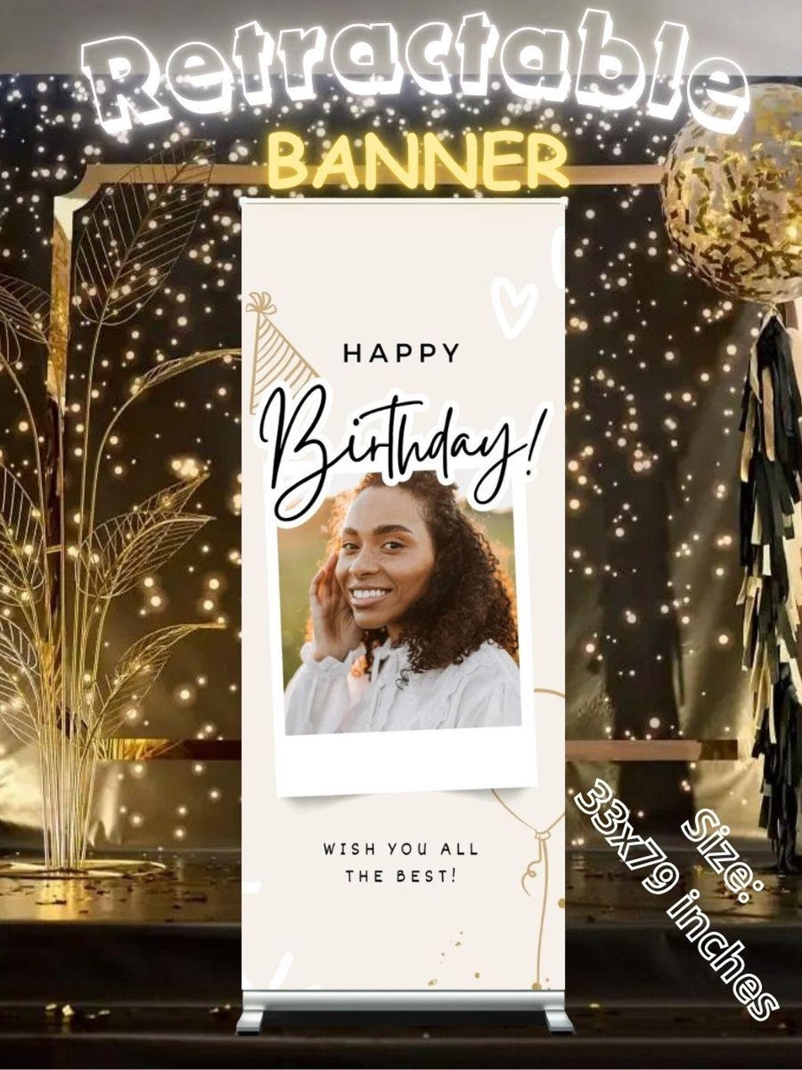 Custom Birthday Retractable Banner Personalized Birthday Party Backdrop ...