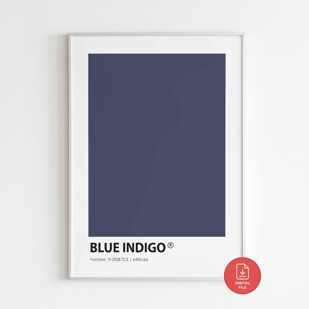 Pantone Blue Indigo Color Palette 19-3928 TCX Digital Print, Wall Art ...