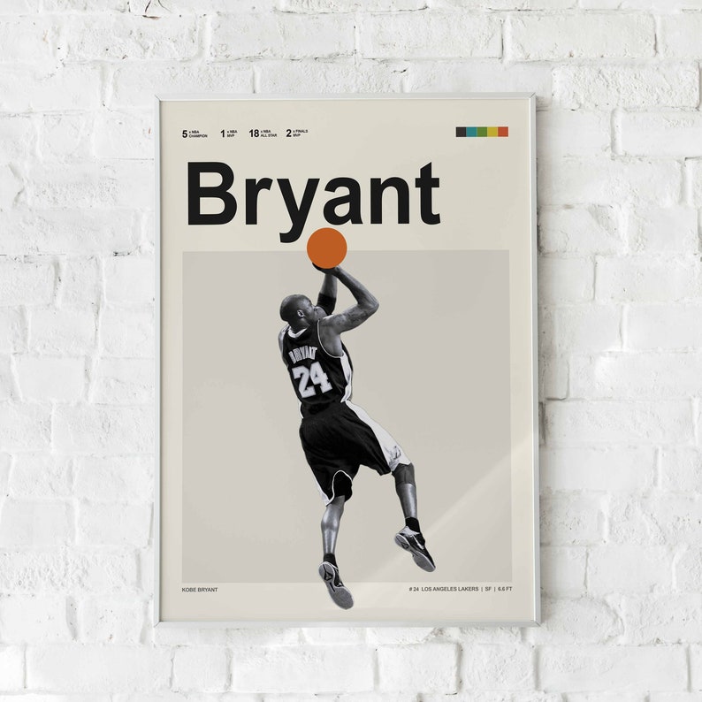 Kobe Bryant Digital Poster, NBA Basketball Digital Print Art, Los ...