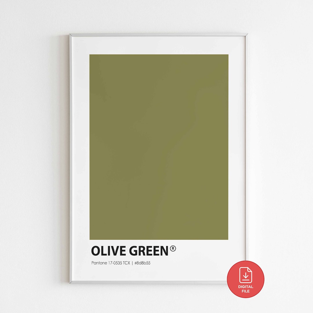 Pantone Olive Green Color Palette 17-0535 TCX Digital Print, Wall Art ...