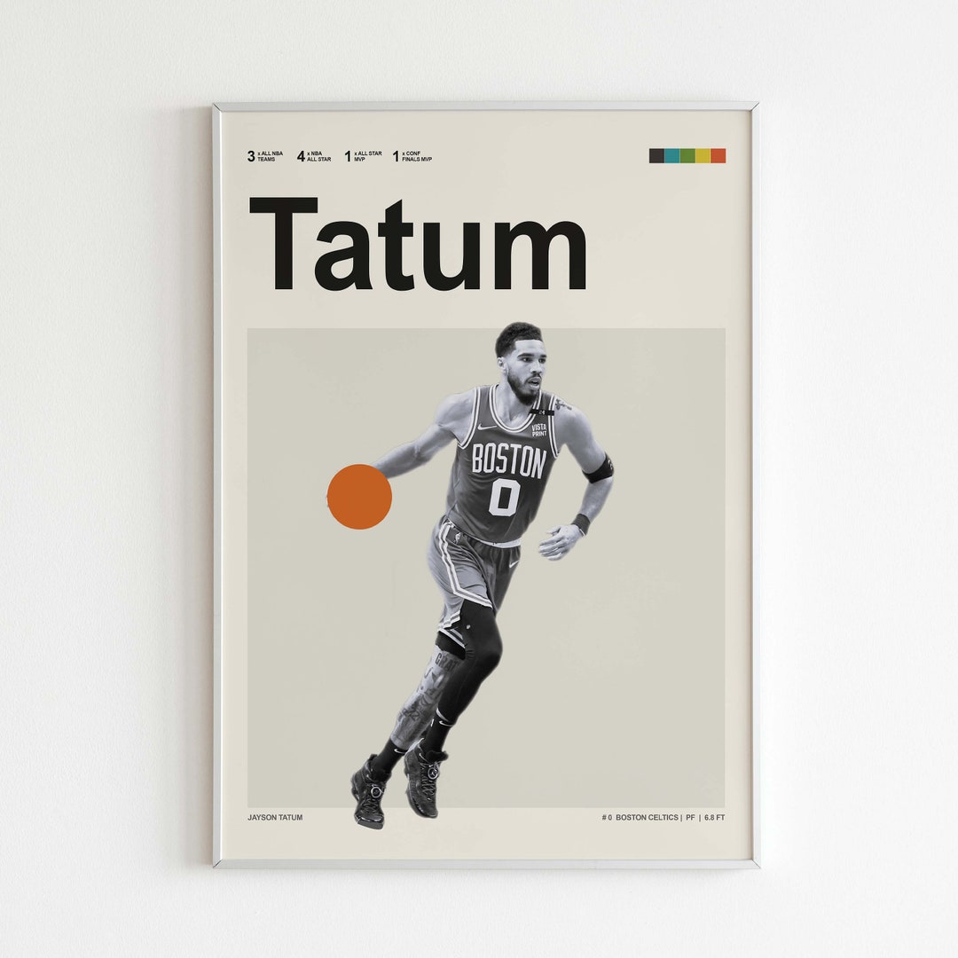 Jayson Tatum Digital Poster, NBA Basketball Digital Print Art, Boston ...