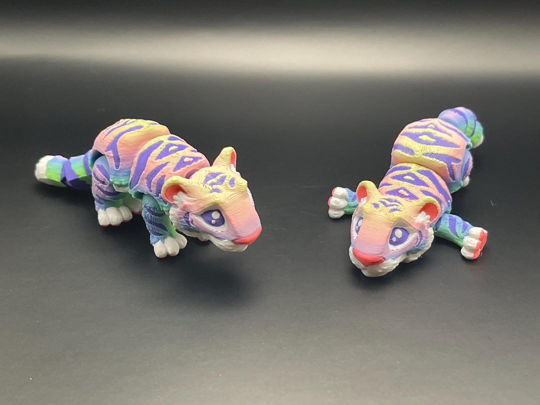 Rainbow Tiger 3D Printed Articulating Fidget Toy Party Favor. - Etsy