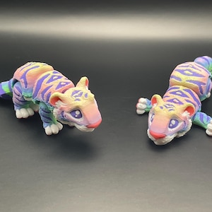 Rainbow Tiger 3D Printed Articulating Fidget Toy Party Favor. - Etsy