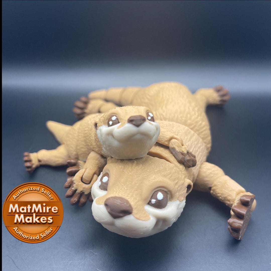 Otter 3D Printed Articulated Figure - River Otters - Mama and Baby ...