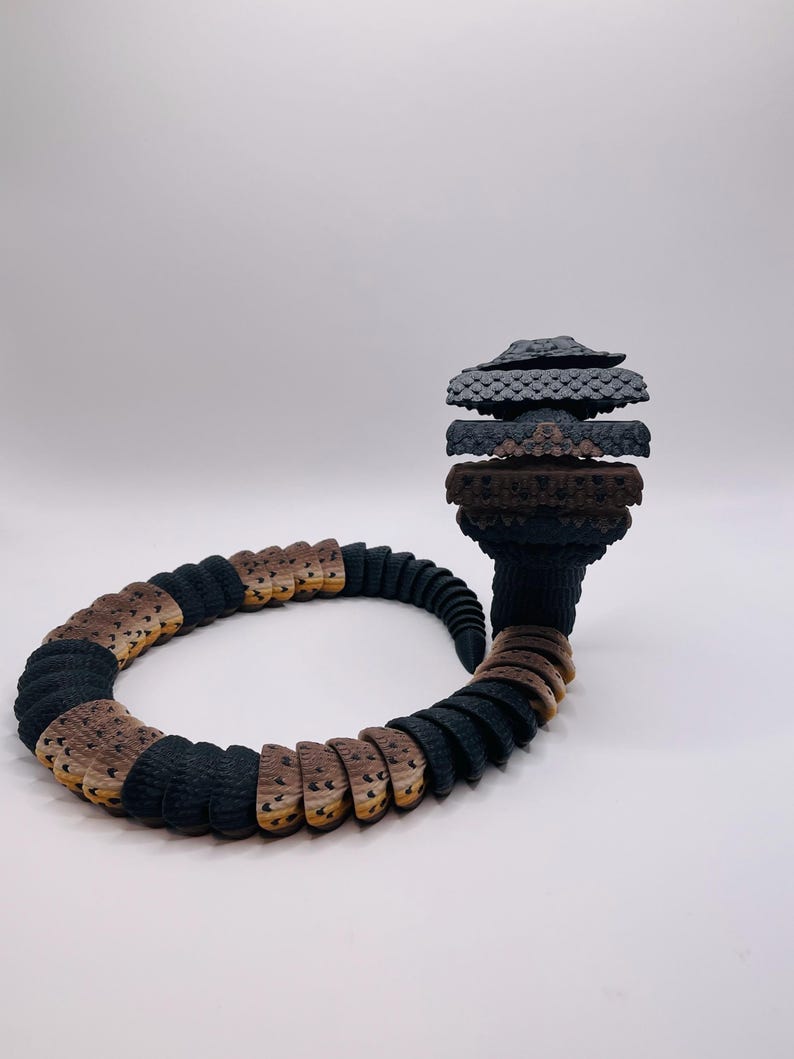 3D Printed Articulated Banded Cobra With Opening Mouth and Glass Eyes ...