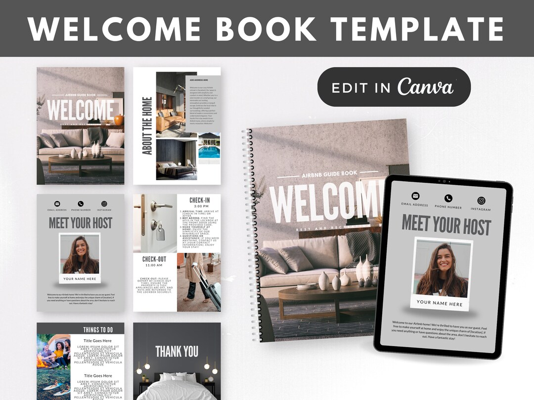 Airbnb Guidebook Template Canva | Editable Airbnb Guide Book Airbnb ...