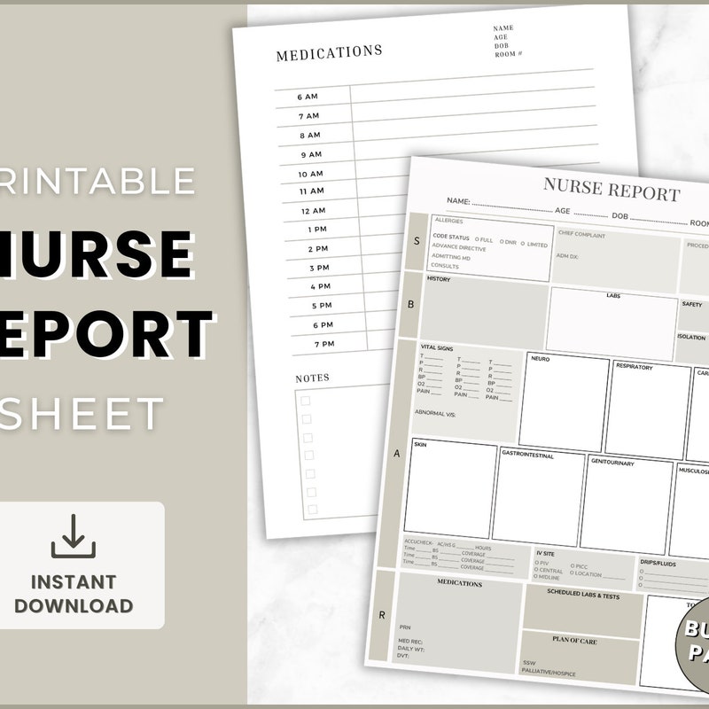 Sbar Nurse Report Sheet - Etsy