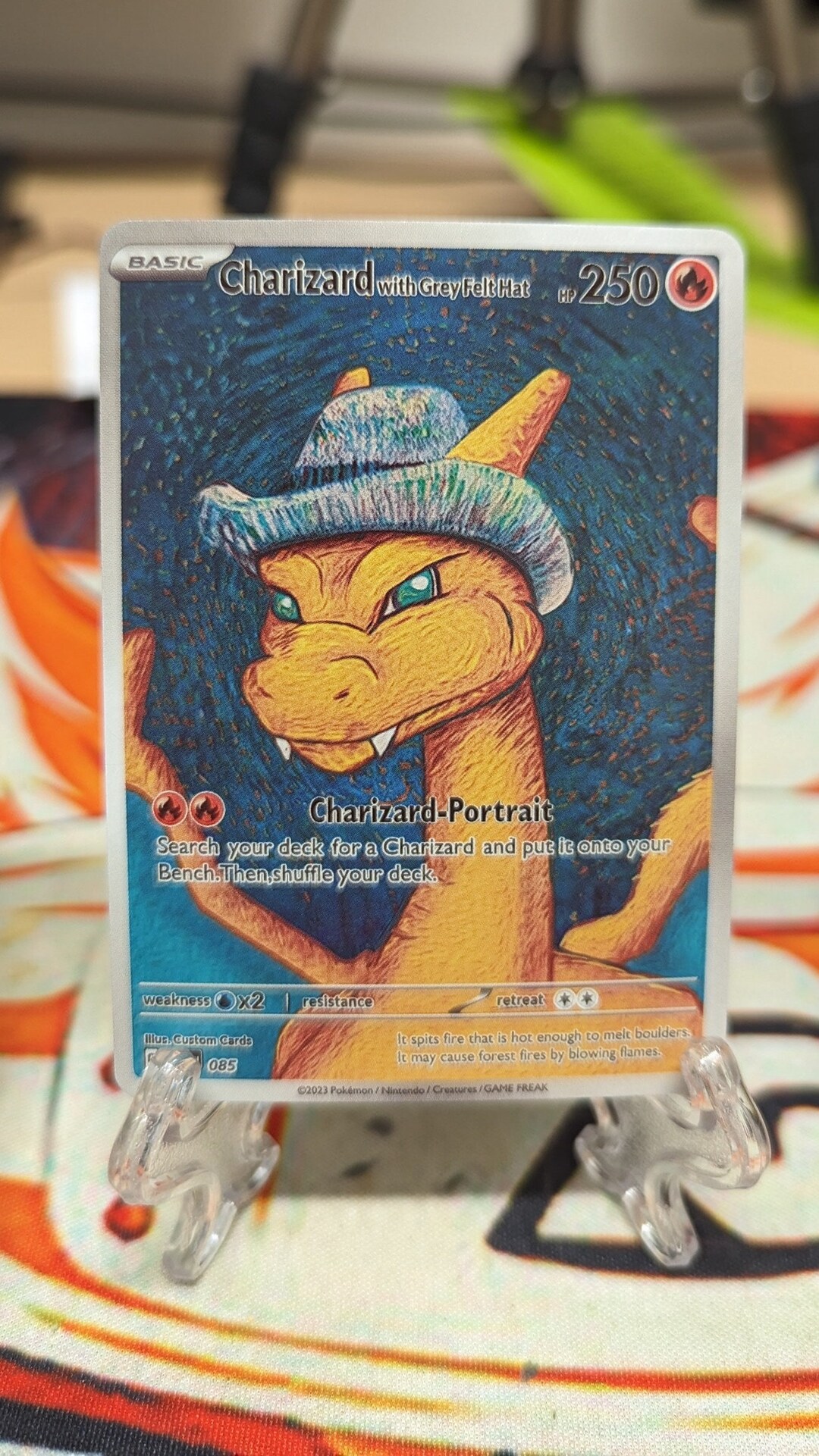 Charizard With Grey Felt Hat Pokémon X Van Gogh Custom Card - Etsy