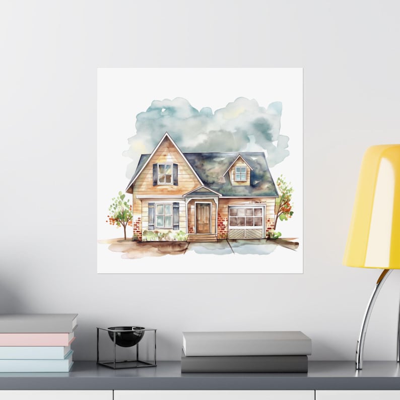 Watercolor Home Poster, Watercolor Home Decor, Wall Art, House Portrait ...