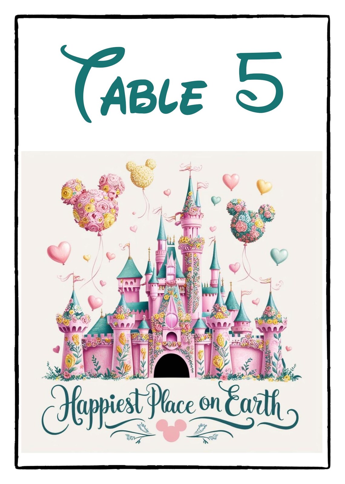 Fairytale Castle, Castle Table Decor, Cinderella Table Number, Printed ...