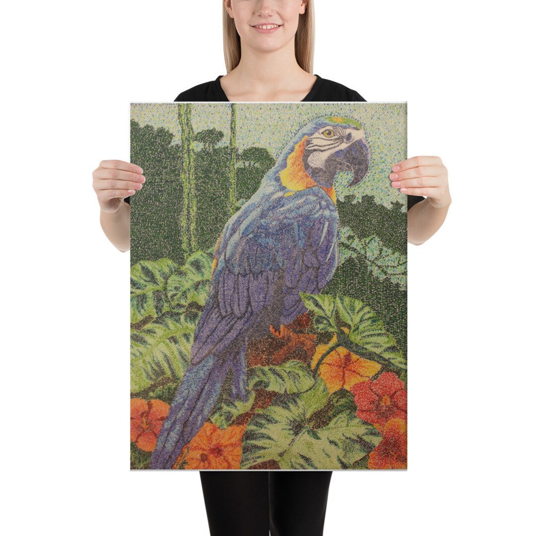 Blue and Gold Macaw Canvas - Etsy