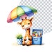 15 Watercolor Giraffe at the Beach Clipart, Giraffe at the Beach ...