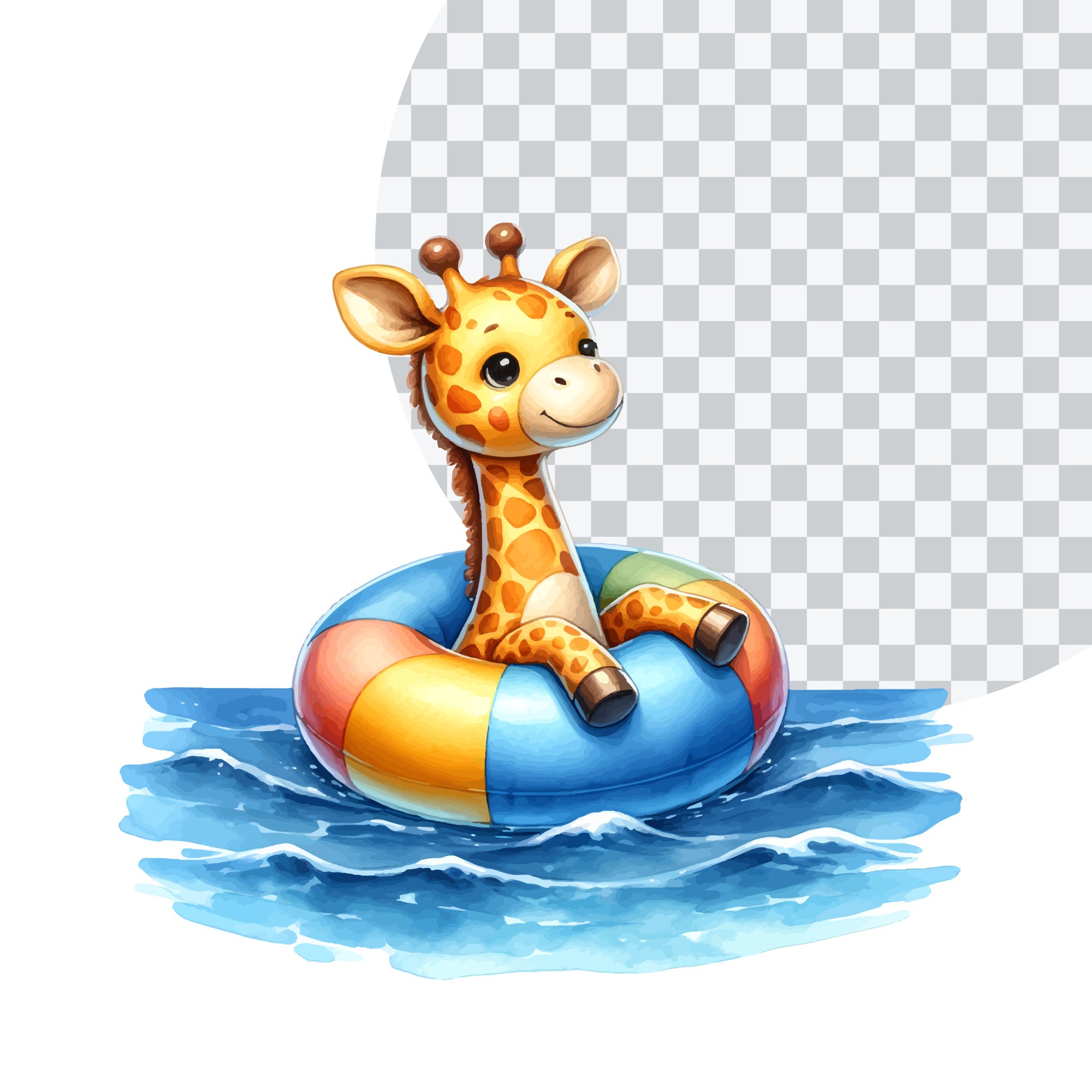 15 Watercolor Giraffe at the Beach Clipart, Giraffe at the Beach ...
