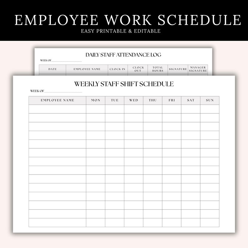 Weekly Employee Schedule | Staff Planner & Attendance Log (printable A4 ...
