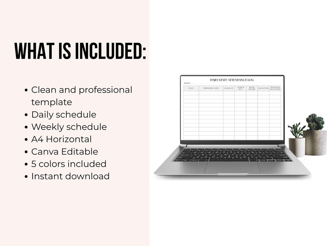 Weekly Employee Schedule | Staff Planner & Attendance Log (printable A4 ...