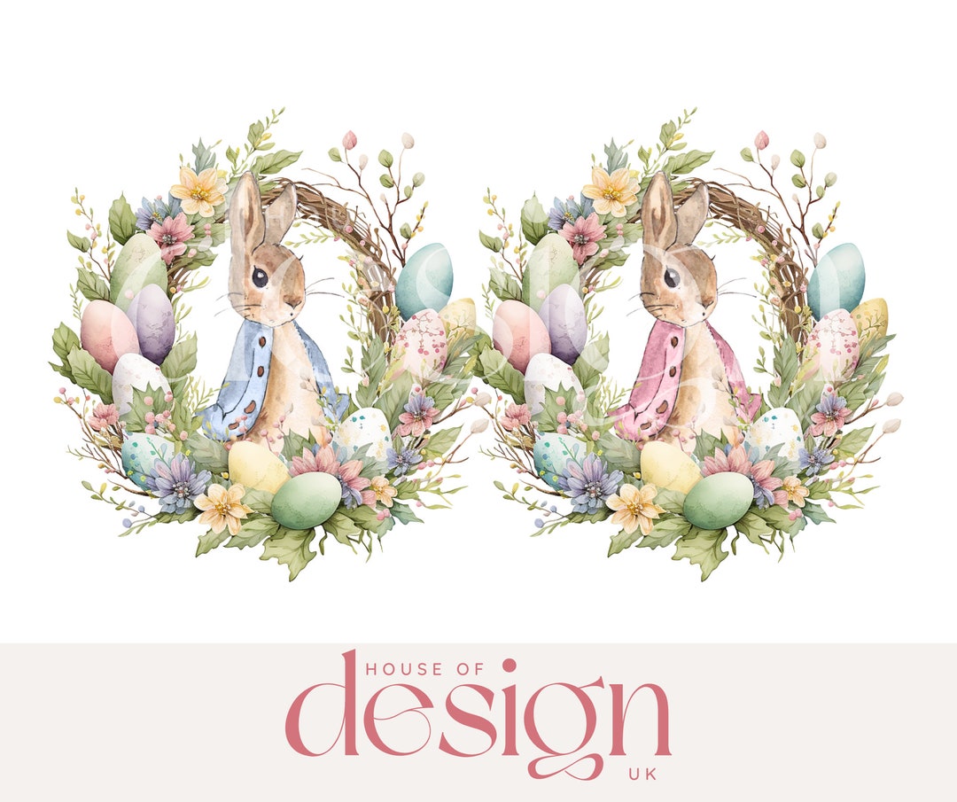 Set of 2 Easter Wreath Design Flopsy PNG File Sublimation UV/DTF ...