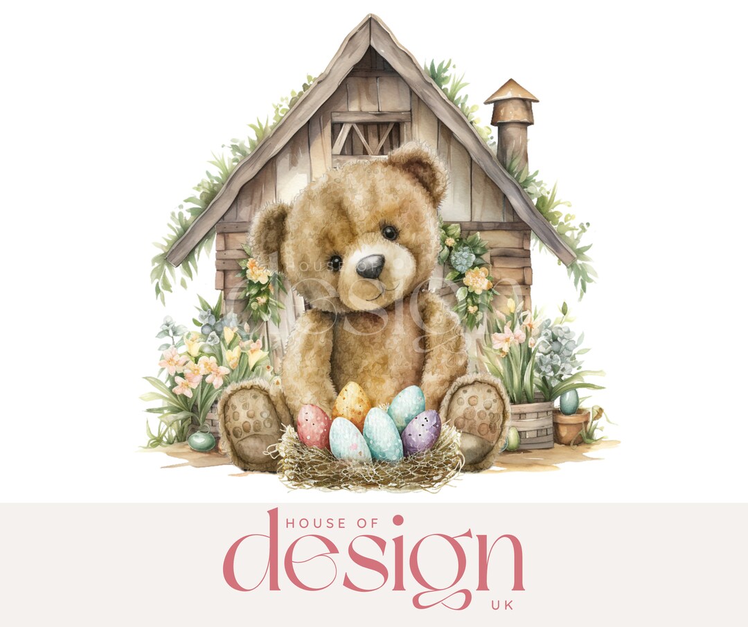 Teddy's Easter Hut Easter Design PNG File Sublimation UV/DTF Digital ...