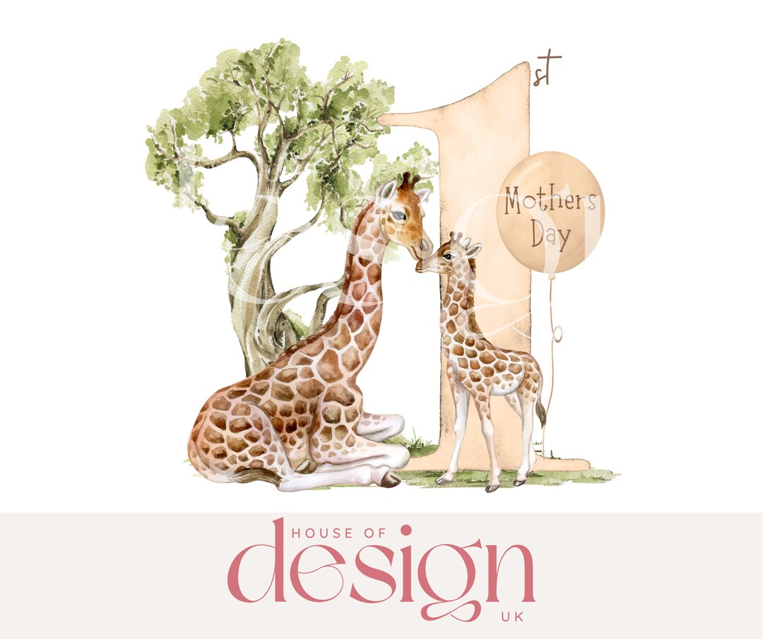 First Mothers Day Giraffe Design PNG File Sublimation UV/DTF Digital ...