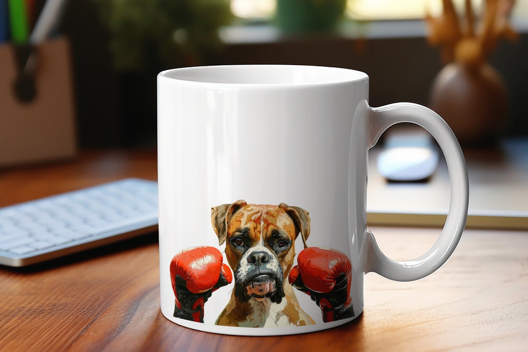 Boxer Dog Mug | Handmade Boxer With Boxing Gloves | Unique Dog Lover ...