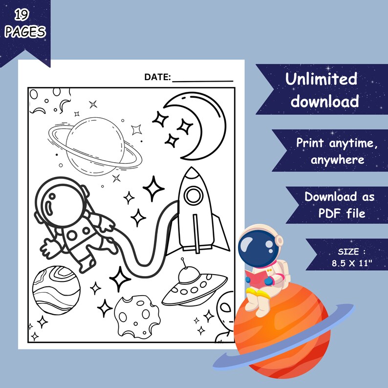 Space Coloring Book Pages Printable Outer Space Coloring Pages for Kids ...