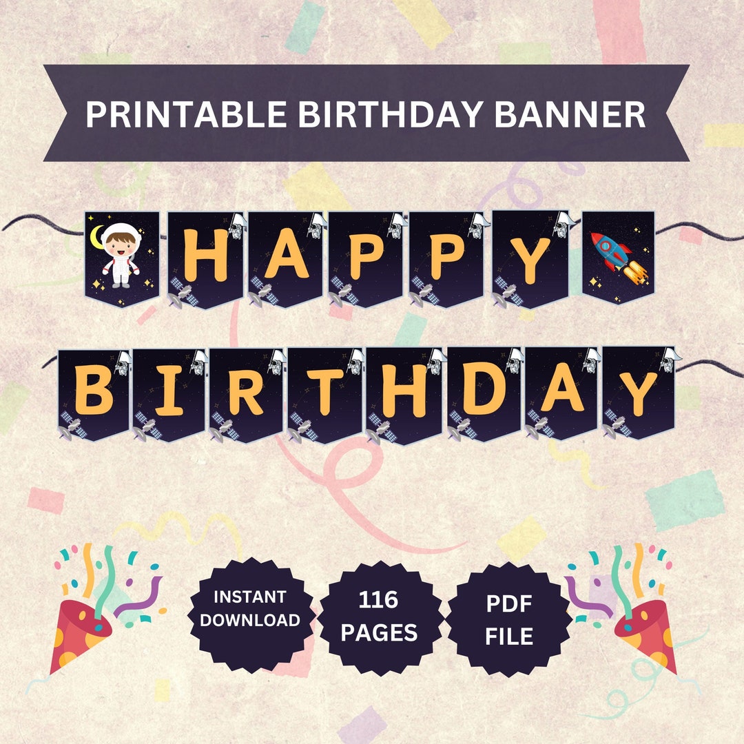 Printable Birthday Banner, Happy Birthday Banner, Printable Bunting ...