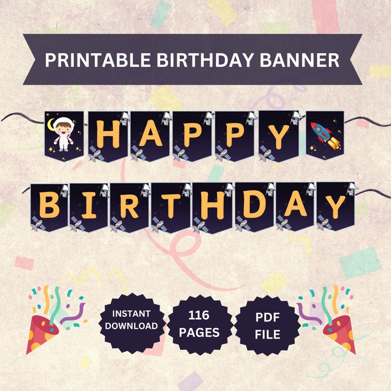 Printable Birthday Banner, Happy Birthday Banner, Printable Bunting ...