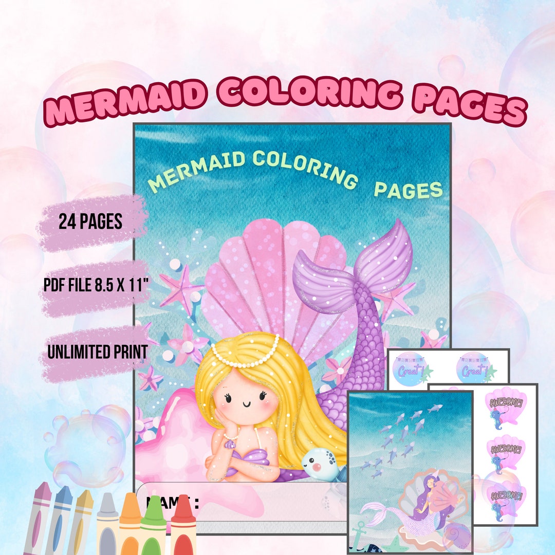 Mermaid Coloring Book Pages , Printable Mermaid Coloring Pages for Kids ...