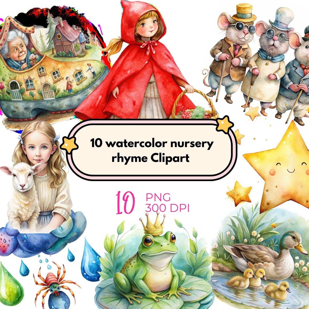 Nursery Rhymes Clipart Pack - Storybook Illustrations for Kids | High ...